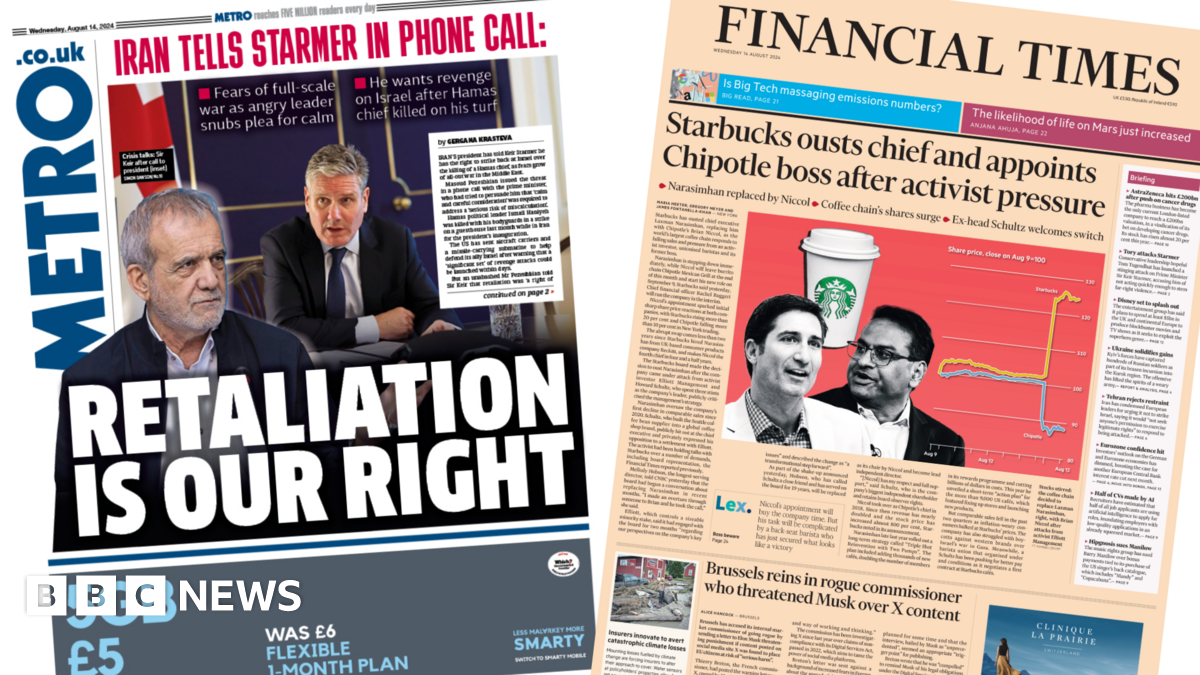 Newspaper headlines: 'Retaliation is our right' and Starbucks' new boss ...