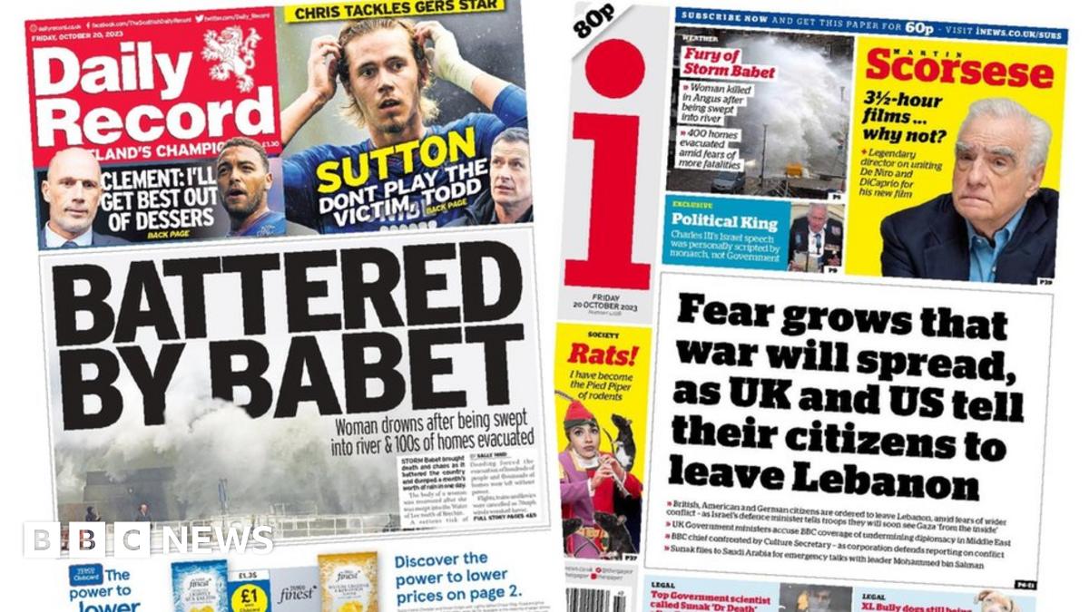 Scotland's papers: Battered by Babet and fears war could spread - BBC News