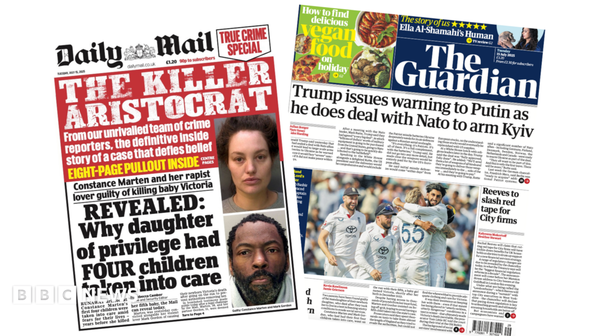 Newspaper headlines: 'Killer aristocrat' and Trump's 'warning to Putin ...