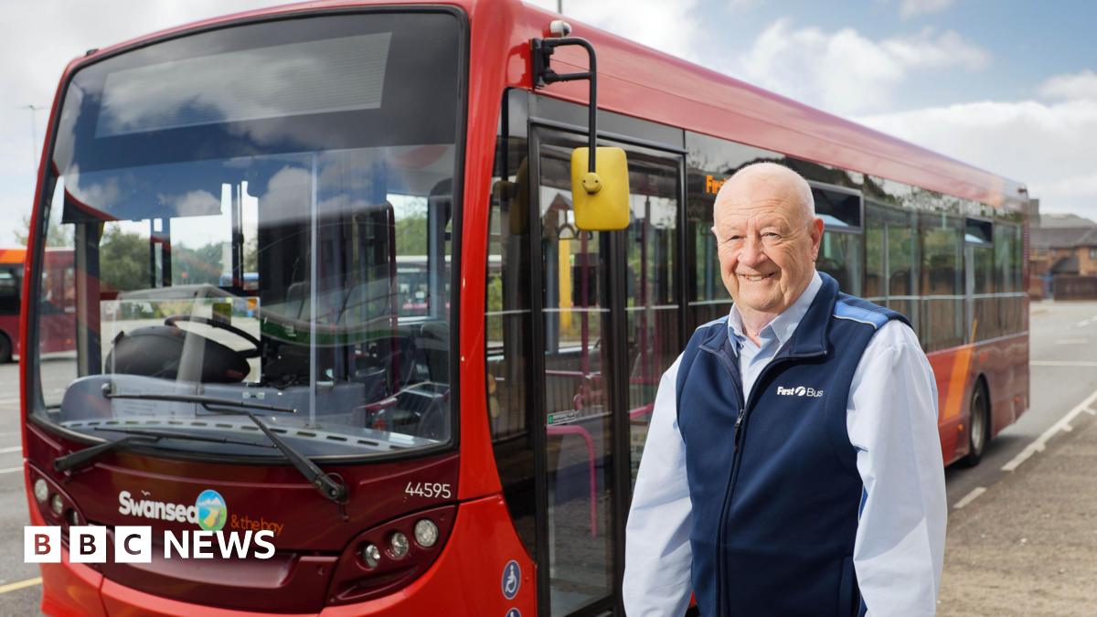 Swansea: Longest-serving bus driver's 55 years behind the wheel - BBC News