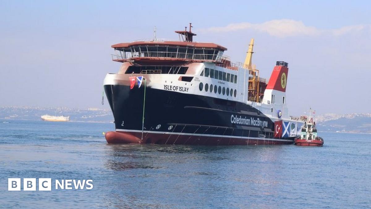 Islay Turkish-built CalMac ferry successfully launched - BBC News