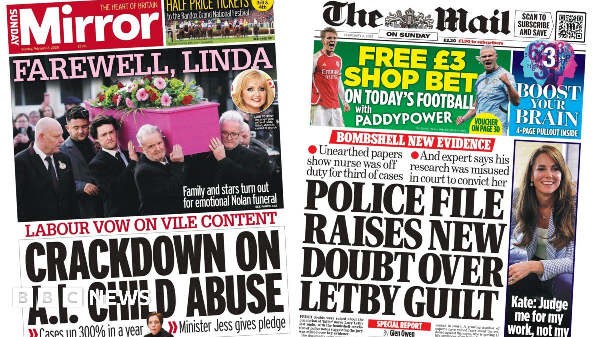 Newspaper headlines: 'New doubt over Letby guilt' and 'crackdown on AI ...