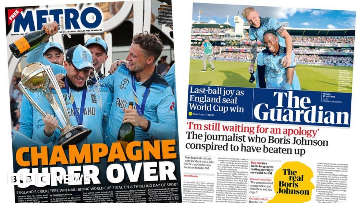 Newspaper headlines: England's champagne super over and 'the real ...