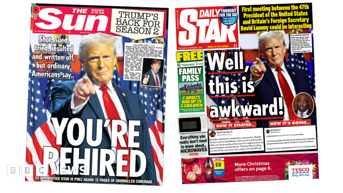 Newspaper headlines: 'You're rehired' and 'Well, this is awkward ...