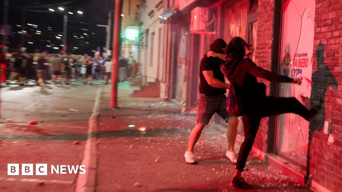 Serbia ruling party offices set on fire in fifth night of protests ...