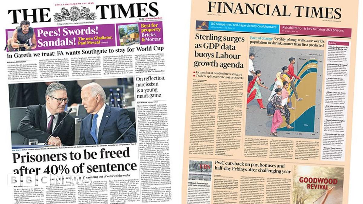 Newspaper headlines: Prison release scheme and the pound surges - BBC News