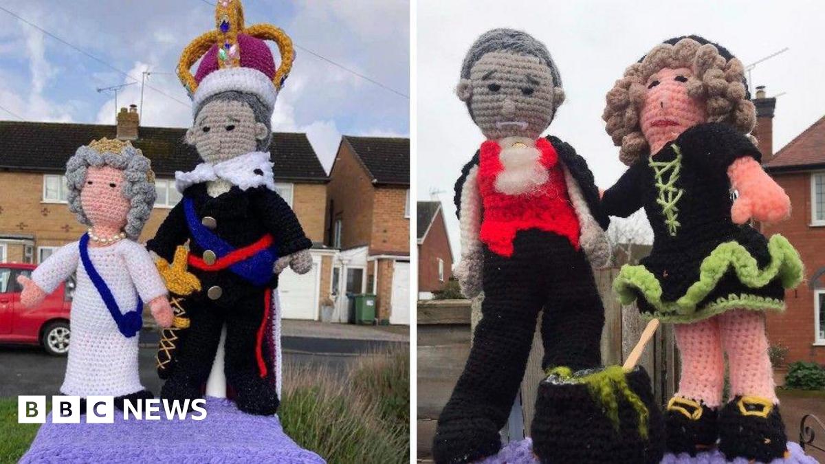 King Charles and Camilla post box topper gets Halloween makeover - BBC News