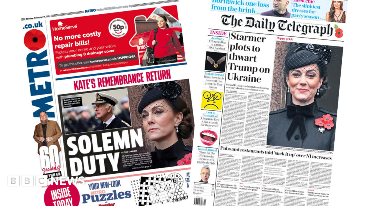 Newspaper headlines: Kate's 'solemn duty' and PM to hold talks with ...