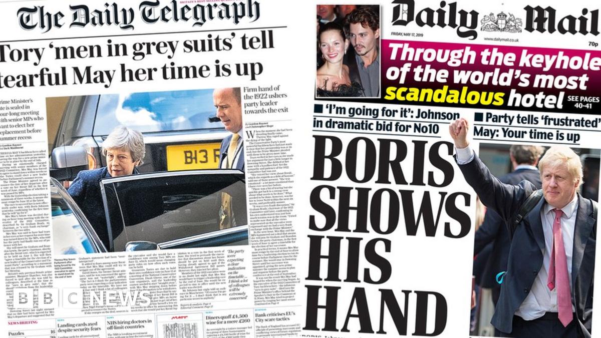Newspaper headlines: May's future and Boris Johnson 'targets No 10 ...