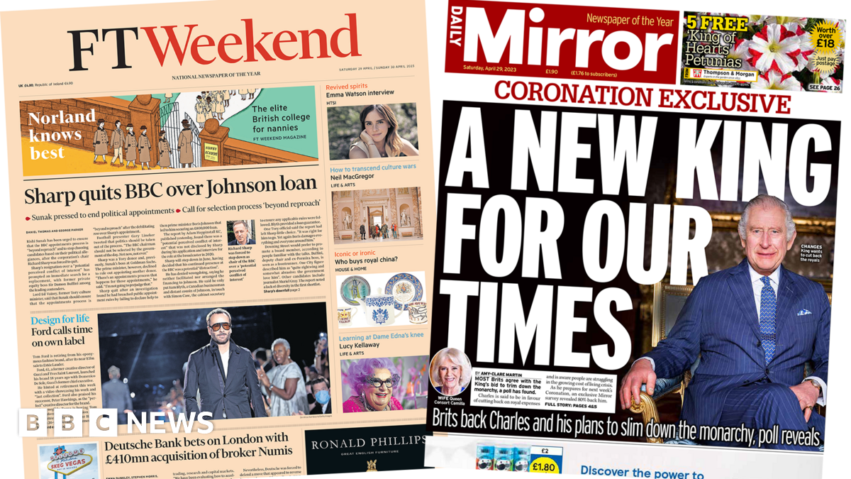 Newspaper headlines: BBC chair quits and 'new King for our times' - BBC ...