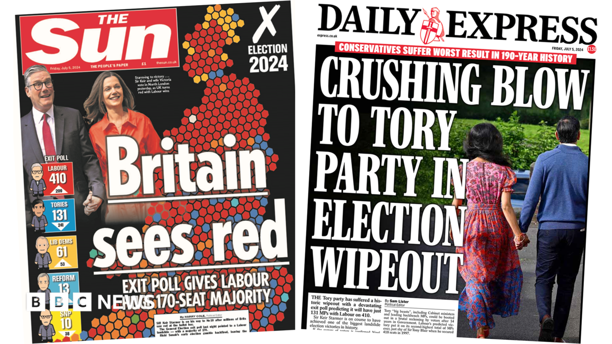 Newspaper headlines: 'Britain sees red' and 'Tory Party in election ...