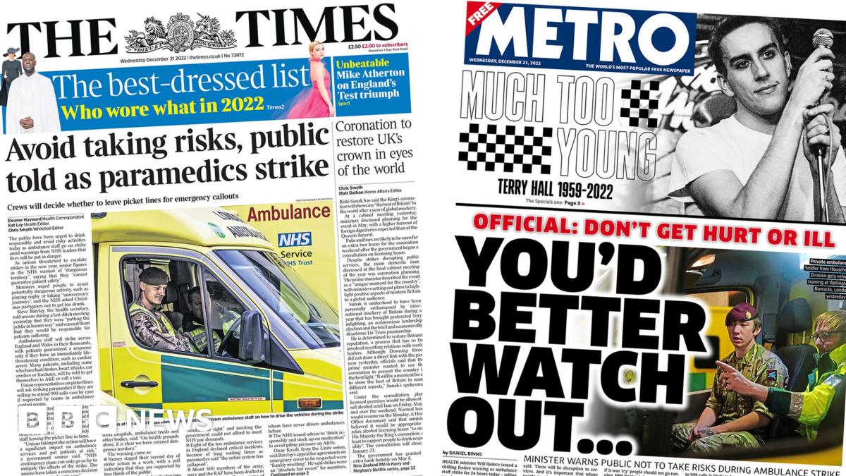 Newspaper headlines: 'You'd better watch out' and 'avoid taking risks ...
