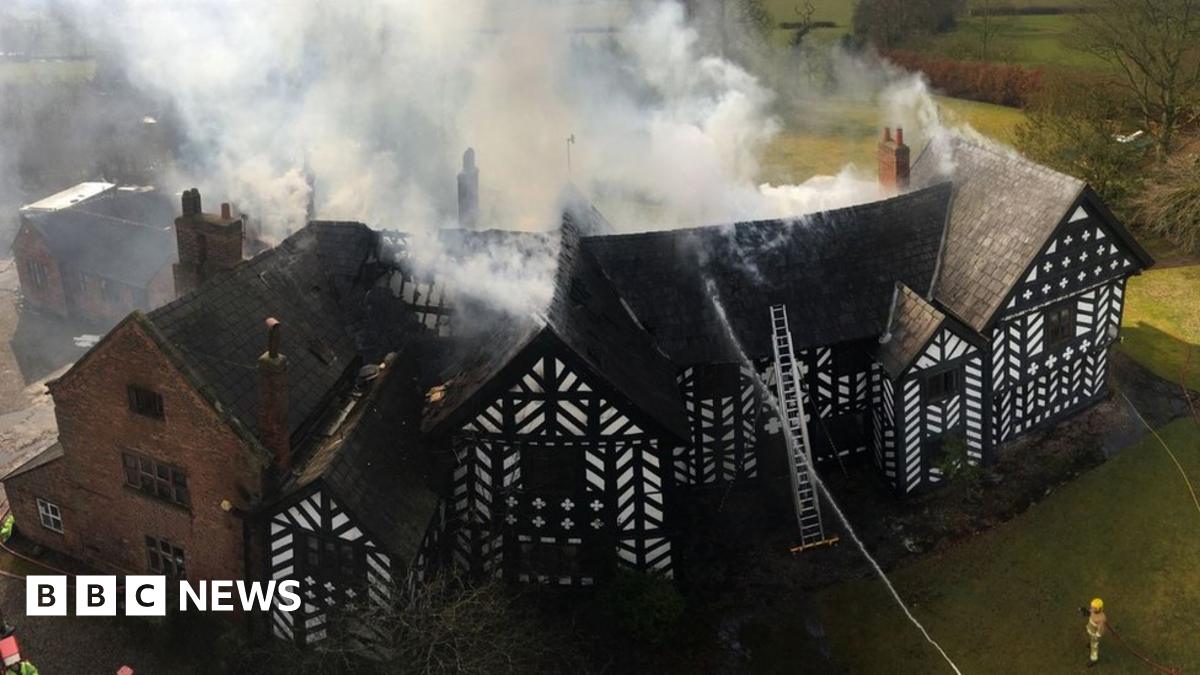 Grade I listed Haslington Hall damaged in fire - BBC News