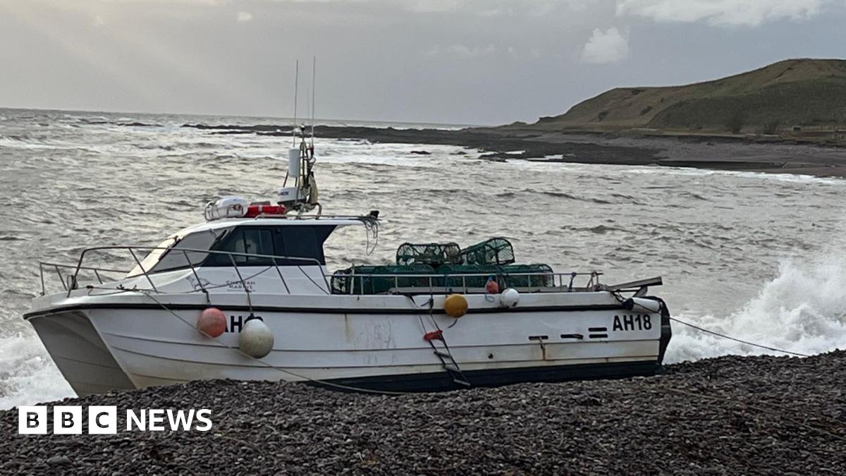 Police continue missing person search after boat found on shore - BBC News