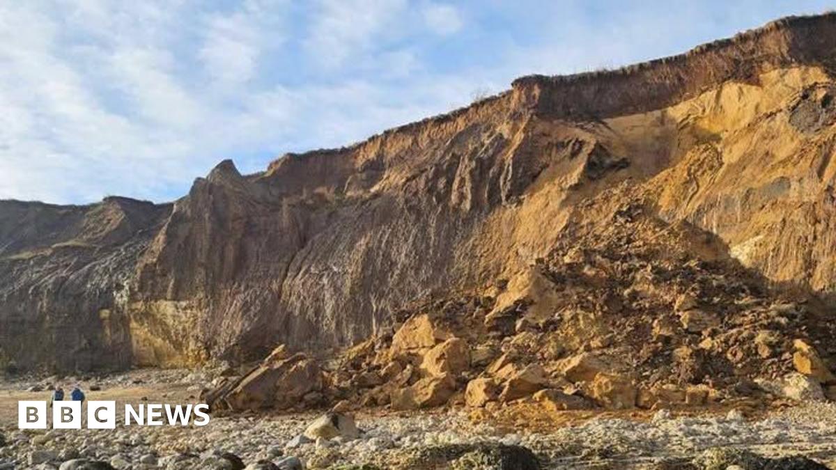 Seaham Hall beach cliff face collapses in landslip - BBC News