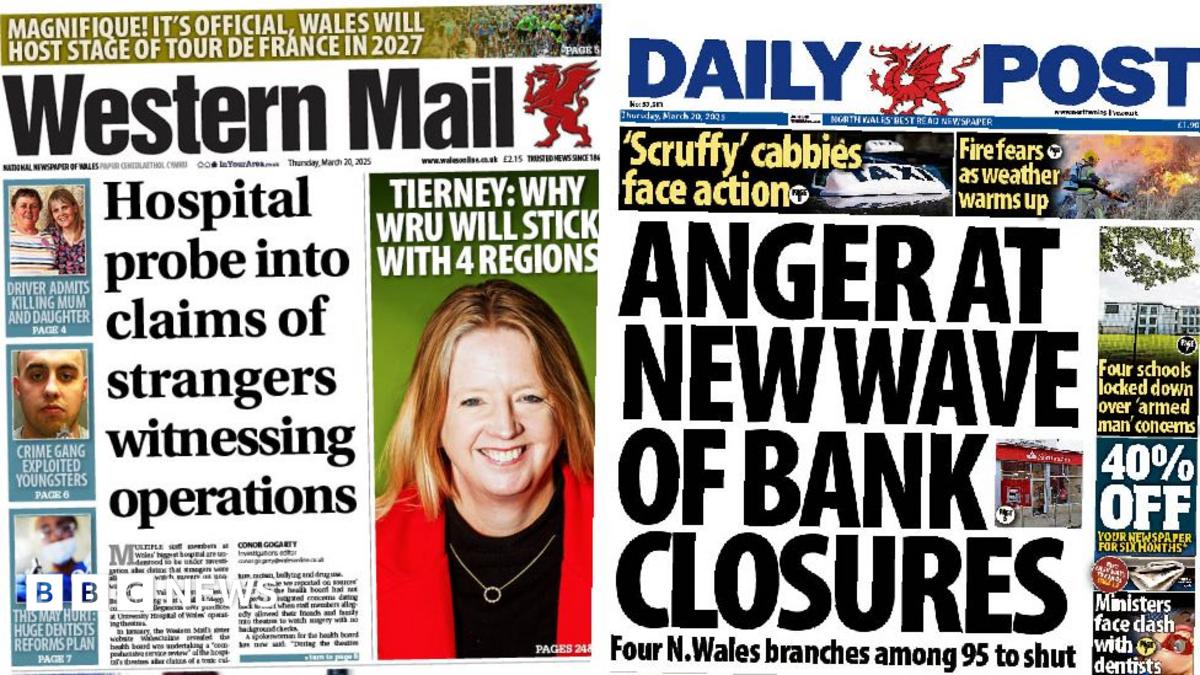Wales' papers: Strangers watch ops claims and anger at bank closures ...
