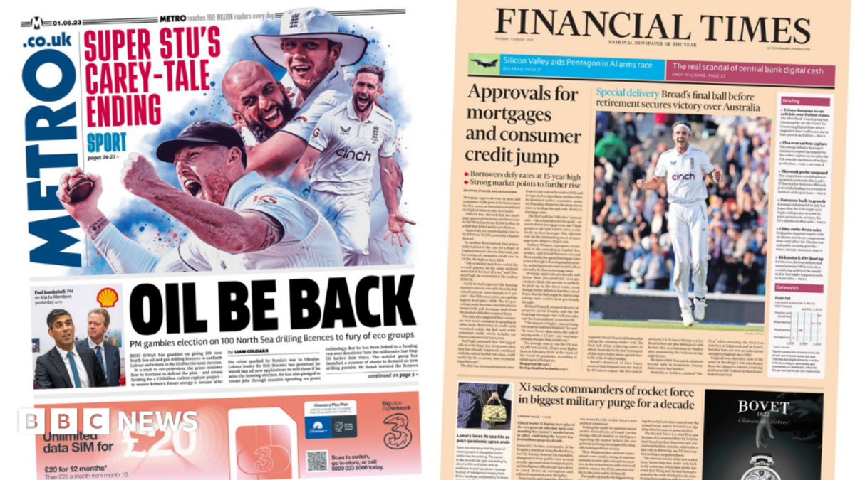 Newspaper headlines: Victory over Australia and 'Oil be back' - BBC News