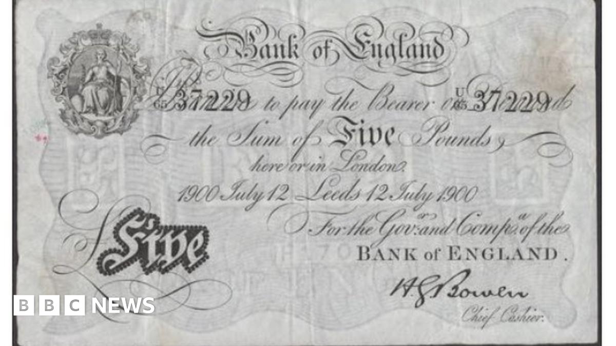 Rare £5 bank note issued in Leeds sells for £32k at auction - BBC News