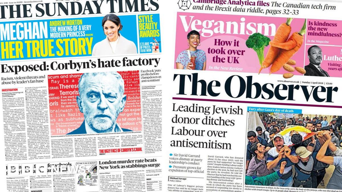 Newspaper headlines: Fresh Corbyn claims and Katie Price robbed - BBC News