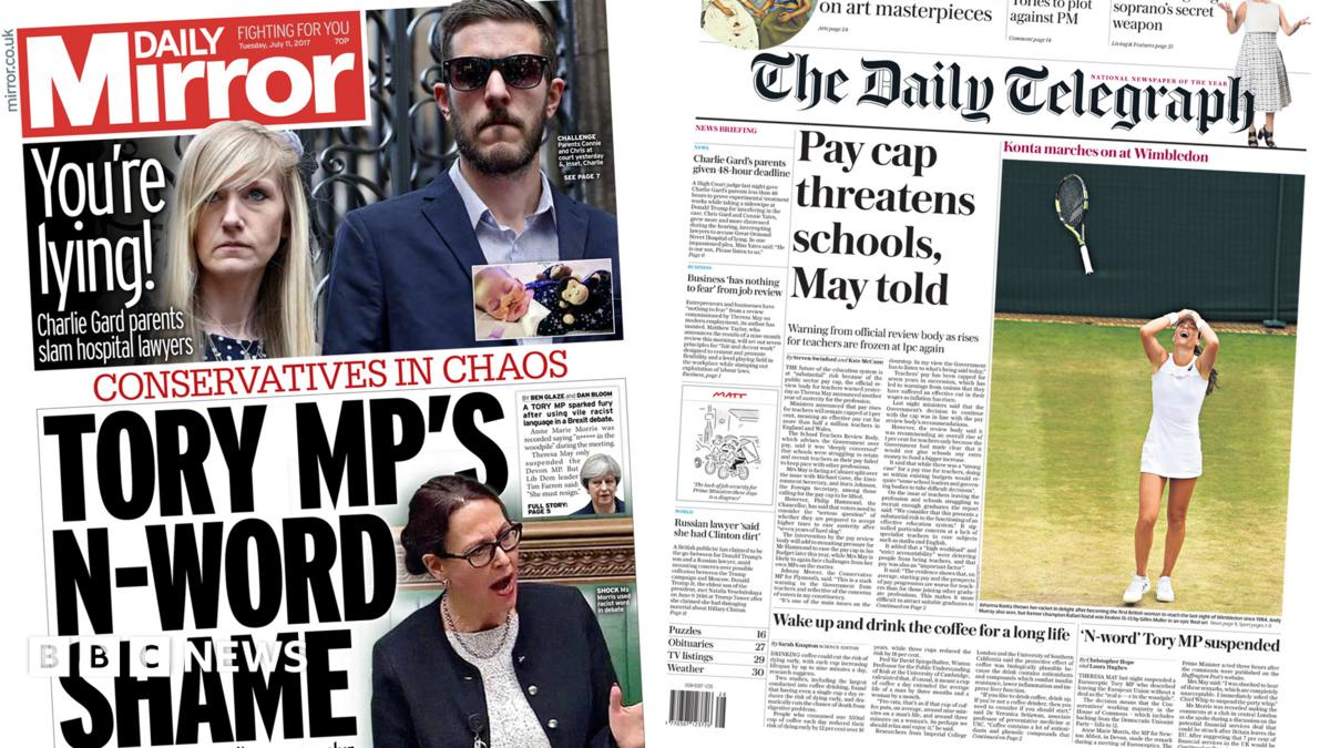 Newspaper headlines: Conservative MP's 'N-word shame' - BBC News