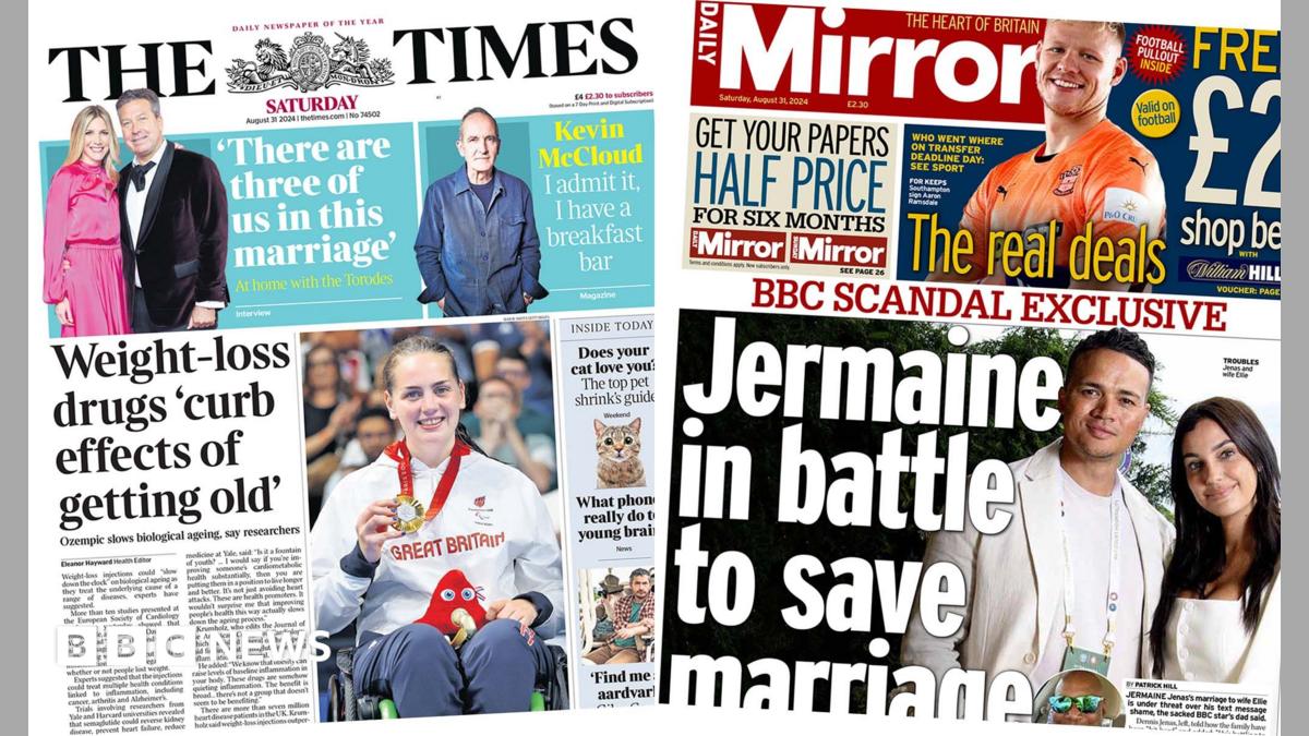 Newspaper headlines: Ozempic 'slows ageing' and Jenas 'battling to save ...