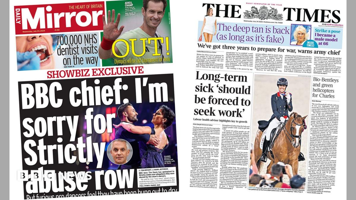 Newspaper headlines: BBC 'sorry' over Strictly, and plan to get people ...