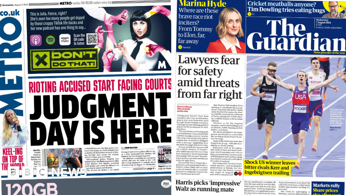 Newspaper headlines: 'Judgement day' and 'lawyers safety fears' - BBC News