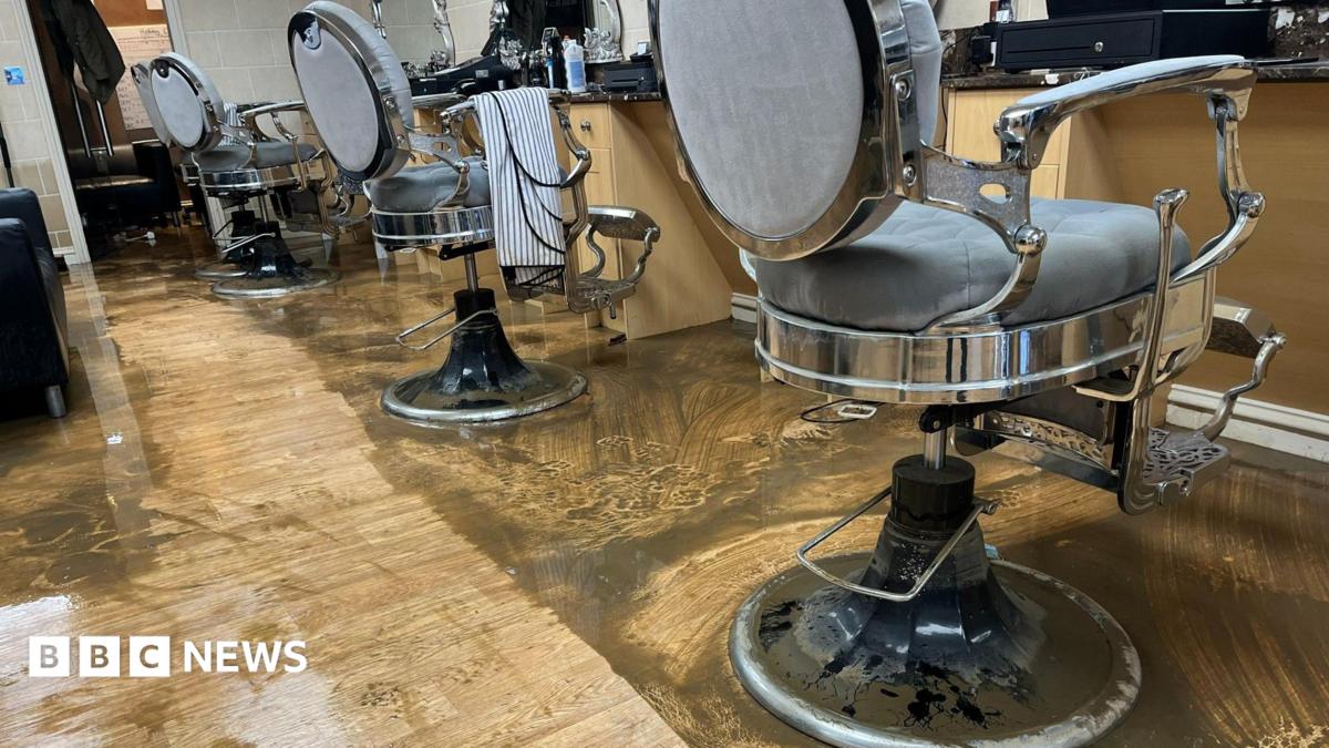 Storm Bert: Damaged barbershop was like 'a scene from Titanic' - BBC News