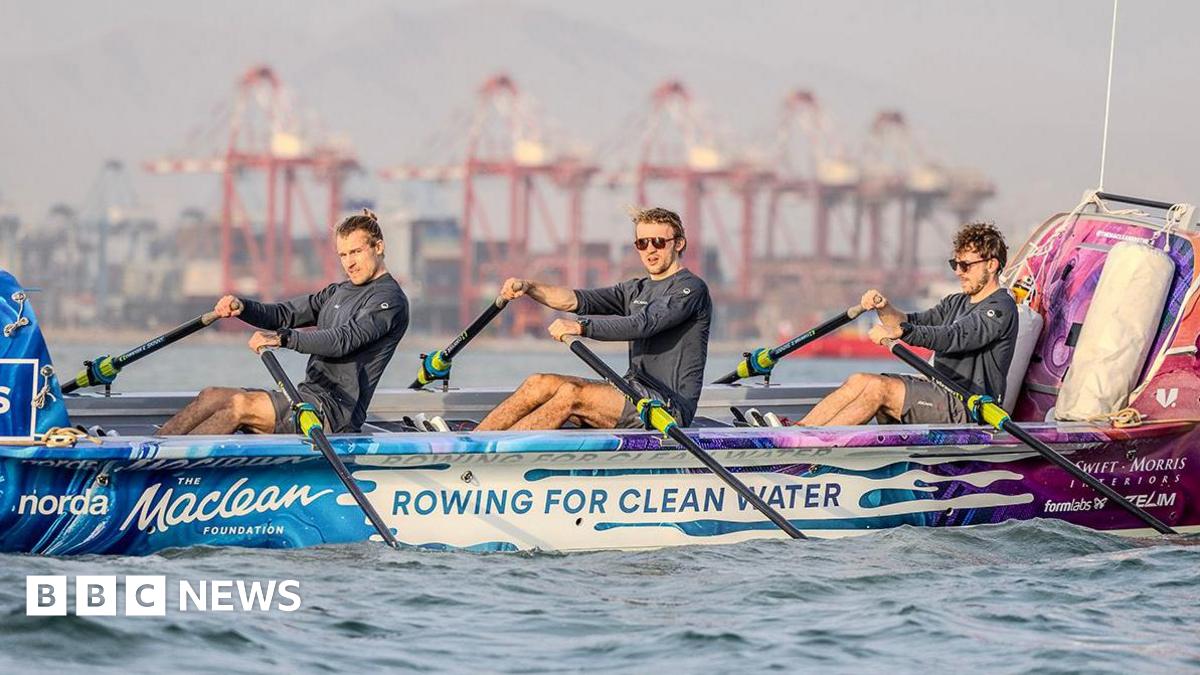 Scottish brothers begin 14,000km Pacific rowing record attempt - BBC News