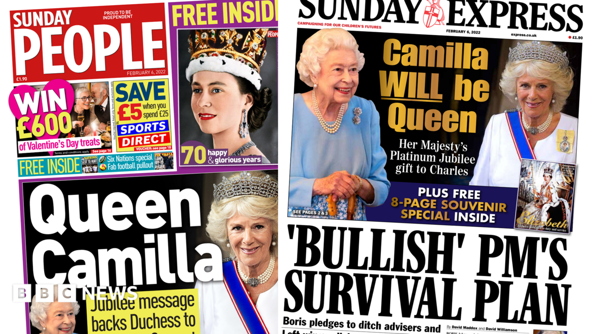 Newspaper headlines: Queen Camilla and PM's survival plan - BBC News