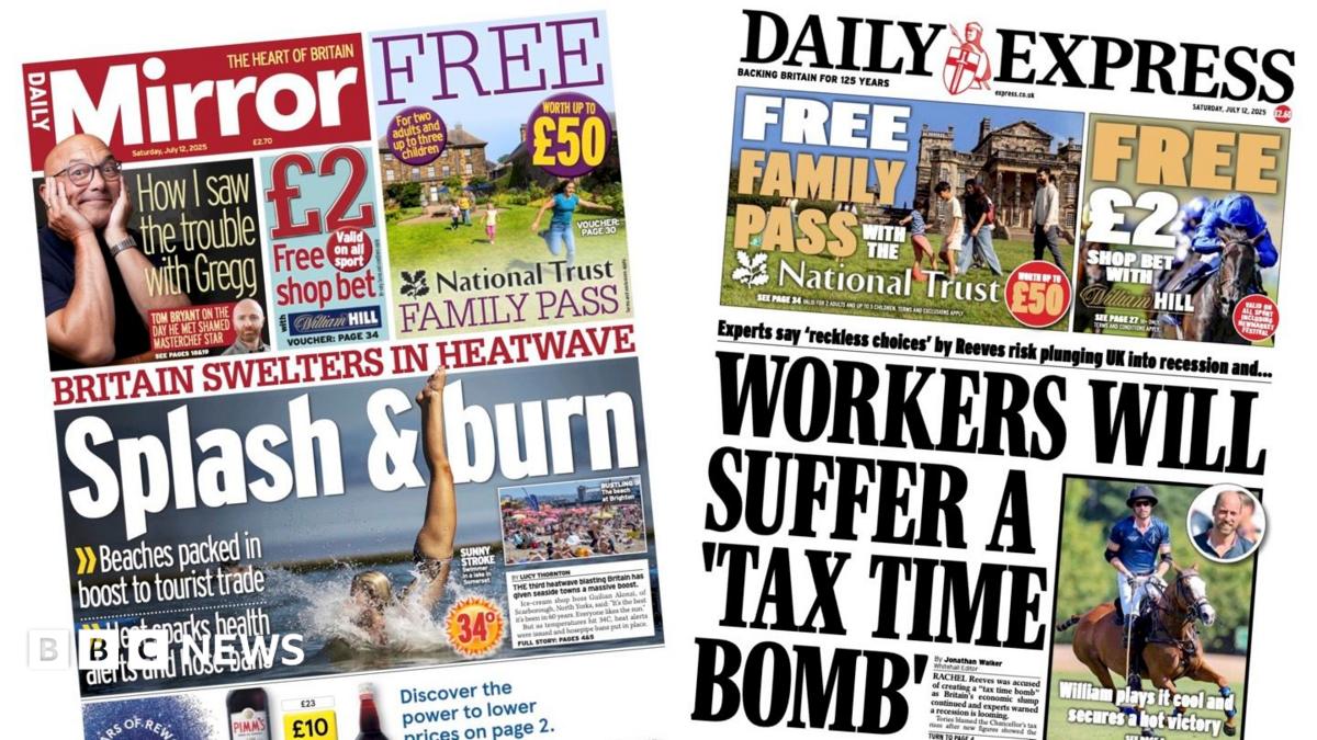 Newspaper headlines: 'Splash and burn' and 'Tax time bomb' - BBC News