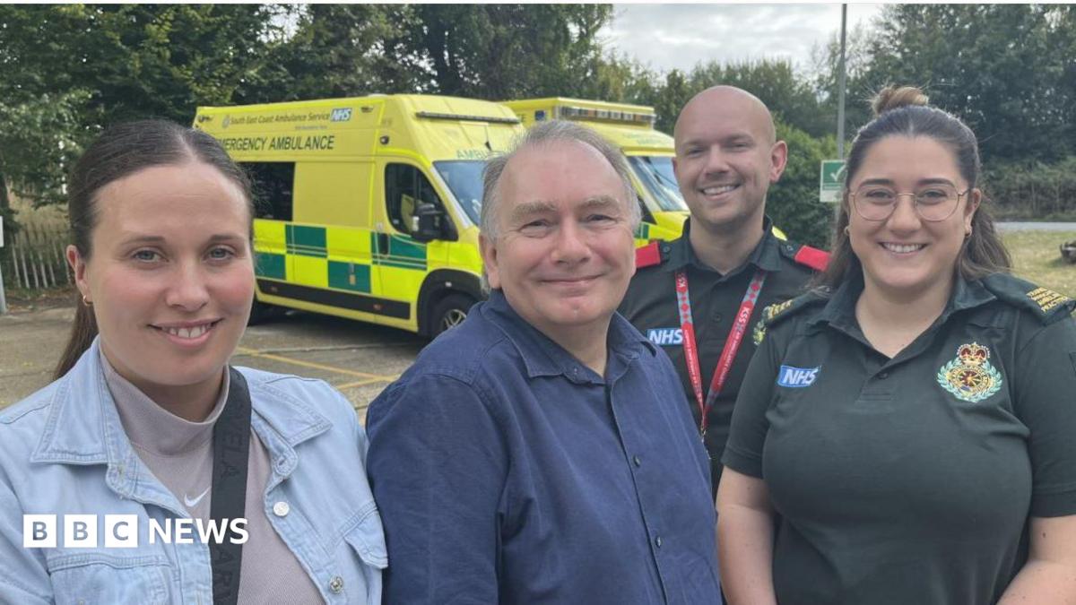Woking man reunited with paramedics who saved his life - BBC News