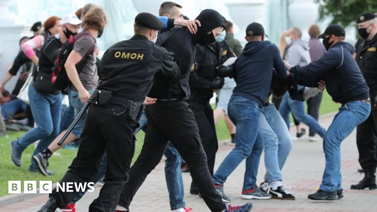 Belarus election: Hundreds protest after Lukashenko's rivals barred ...