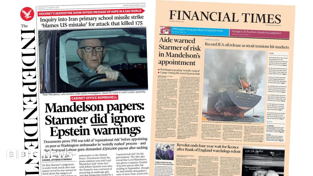 Newspaper headlines: 'Starmer did ignore Epstein warnings' and 'Record ...