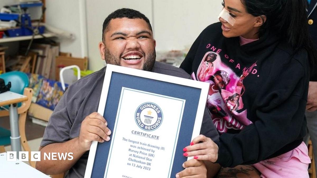 Harvey Price sets new Guinness world record with train drawing - BBC News