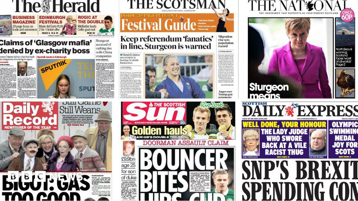 Scotland's papers: Glasgow 'mafia' and police moonlighting - BBC News