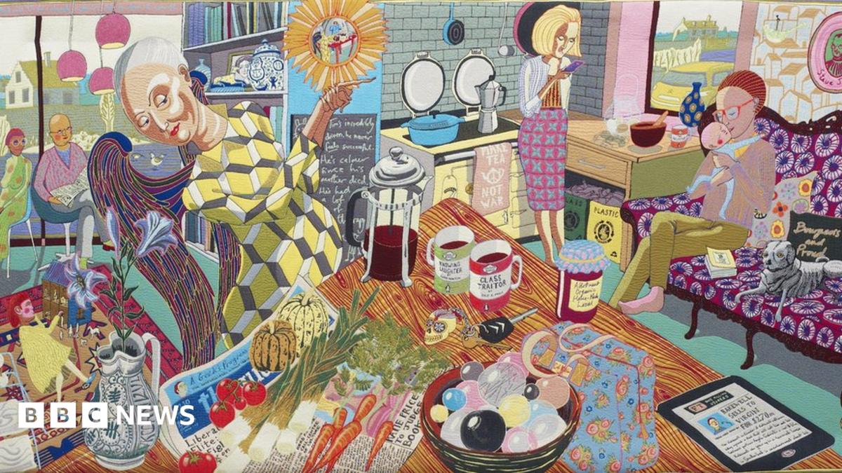 Grayson Perry tapestries on show at Wentworth Woodhouse - BBC News
