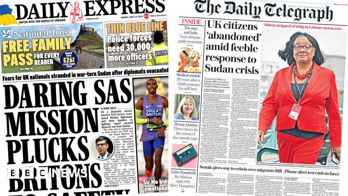 Newspaper headlines: Labour racism row and Britons rescued from Sudan ...