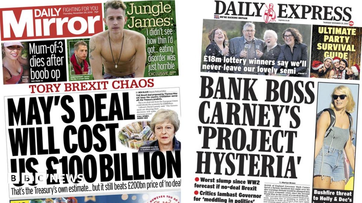 Newspaper headlines: Brexit economy warnings dominate - BBC News