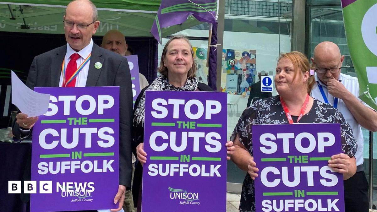 Suffolk County Council staff demand a stop to £65m budget cuts - BBC News