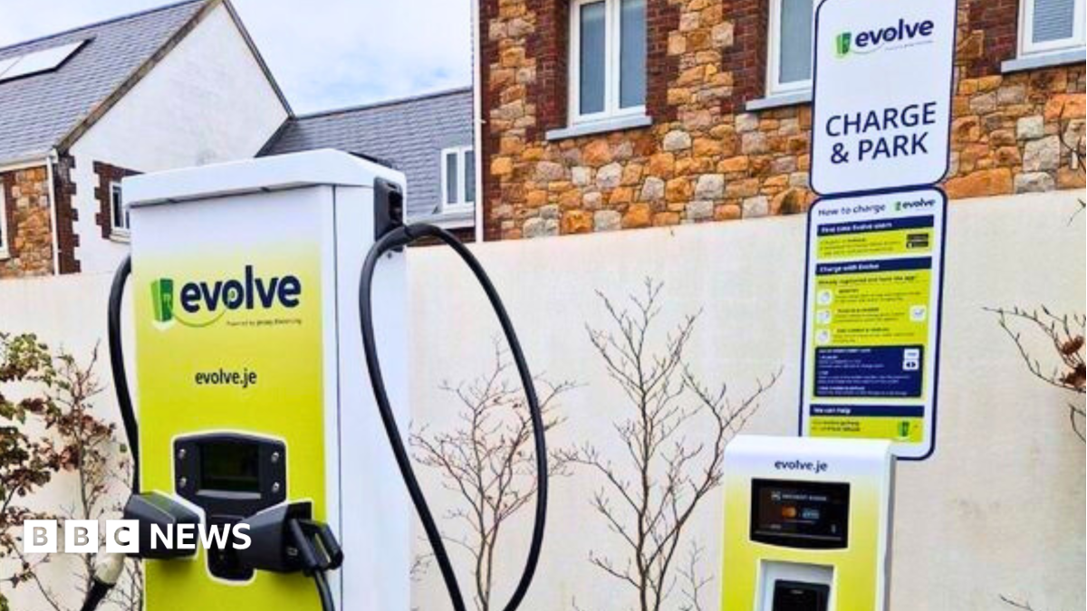 First vehicle charging station at petrol forecourt in Jersey - BBC News