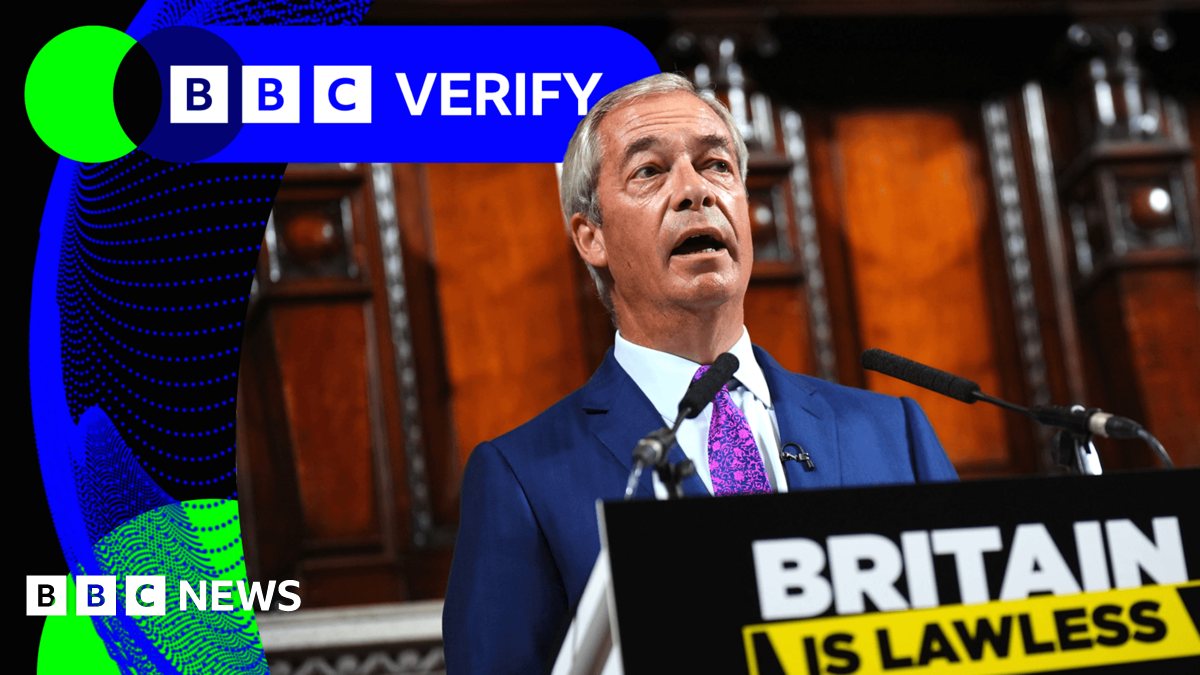 BBC Verify Live: Fact-checking Farage's crime speech - BBC News