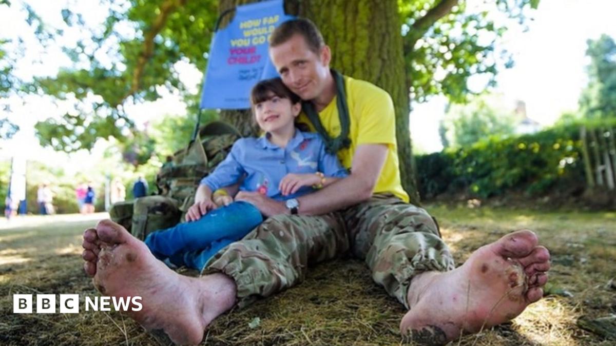 Army major completes 1,000-mile barefoot walk in aid of daughter - BBC News