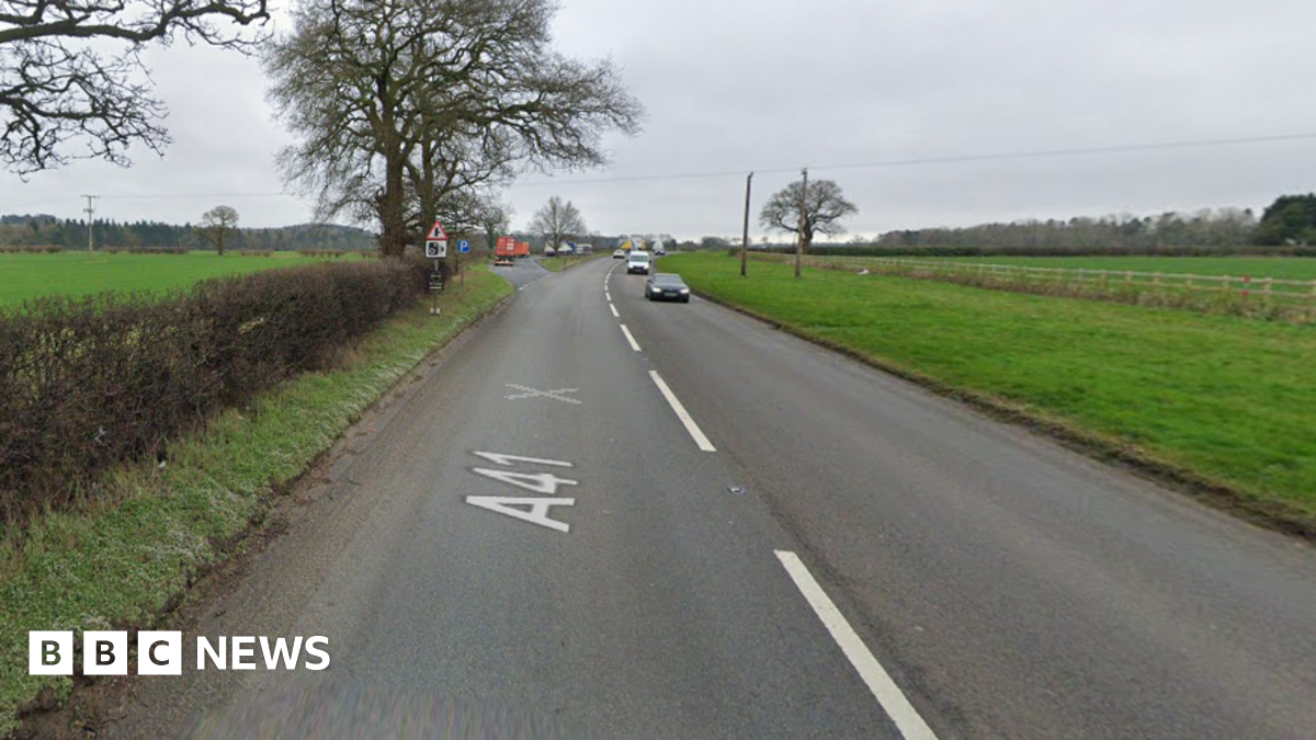 A41 Shropshire: Driver dies after crash into tree and fire - BBC News