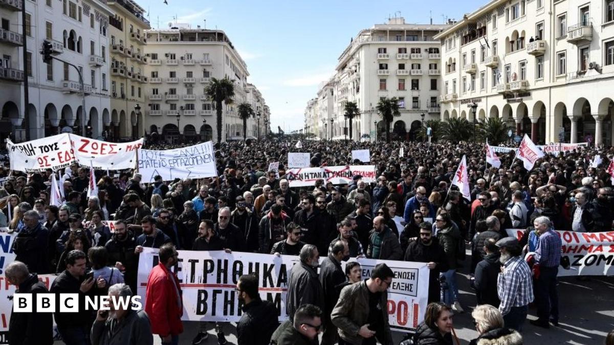 Greece train crash: Thousands of protesters call for investment in ...