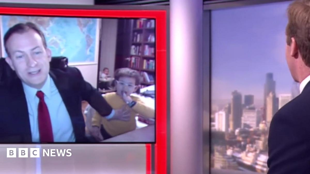 Babies videobomb BBC interview - BBC News