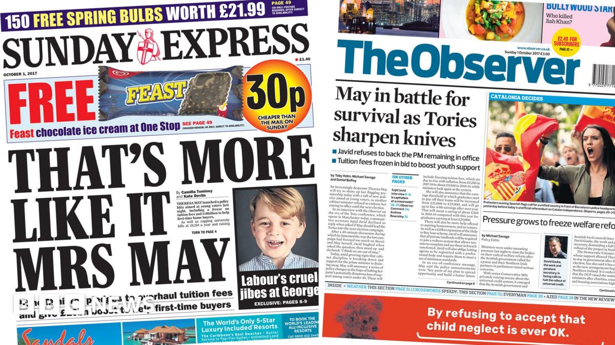 Newspaper headlines: May targets young voters to see off 'coup' - BBC News