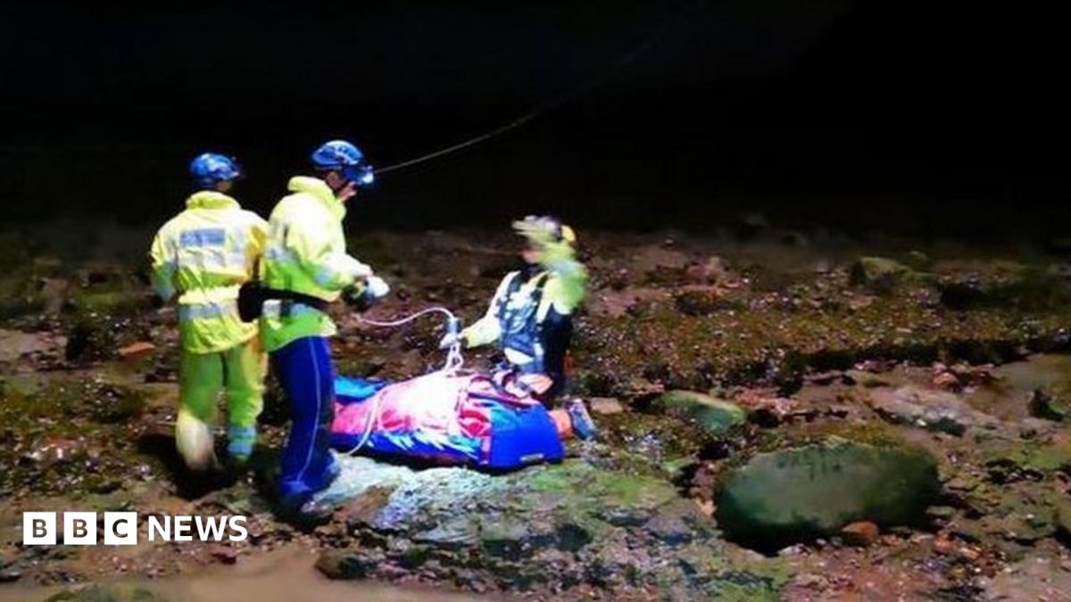Staithes fossil collector rescued following mudslide - BBC News