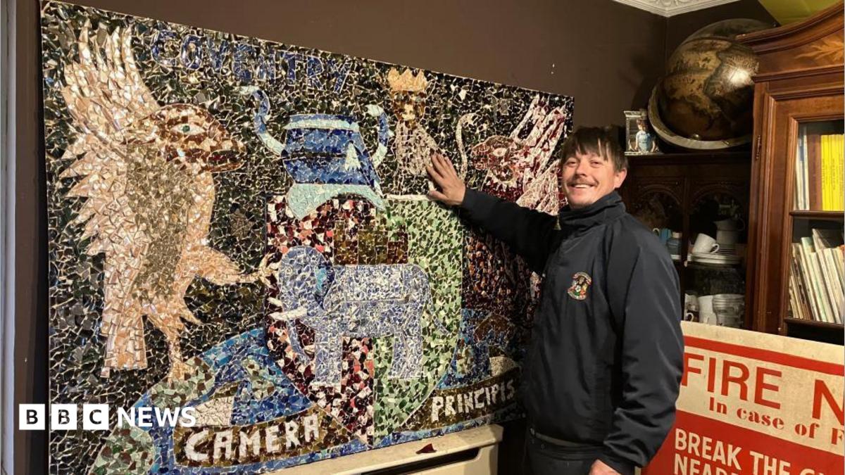 Coventry artist redesigns city's coat of arms from recycled glass - BBC ...