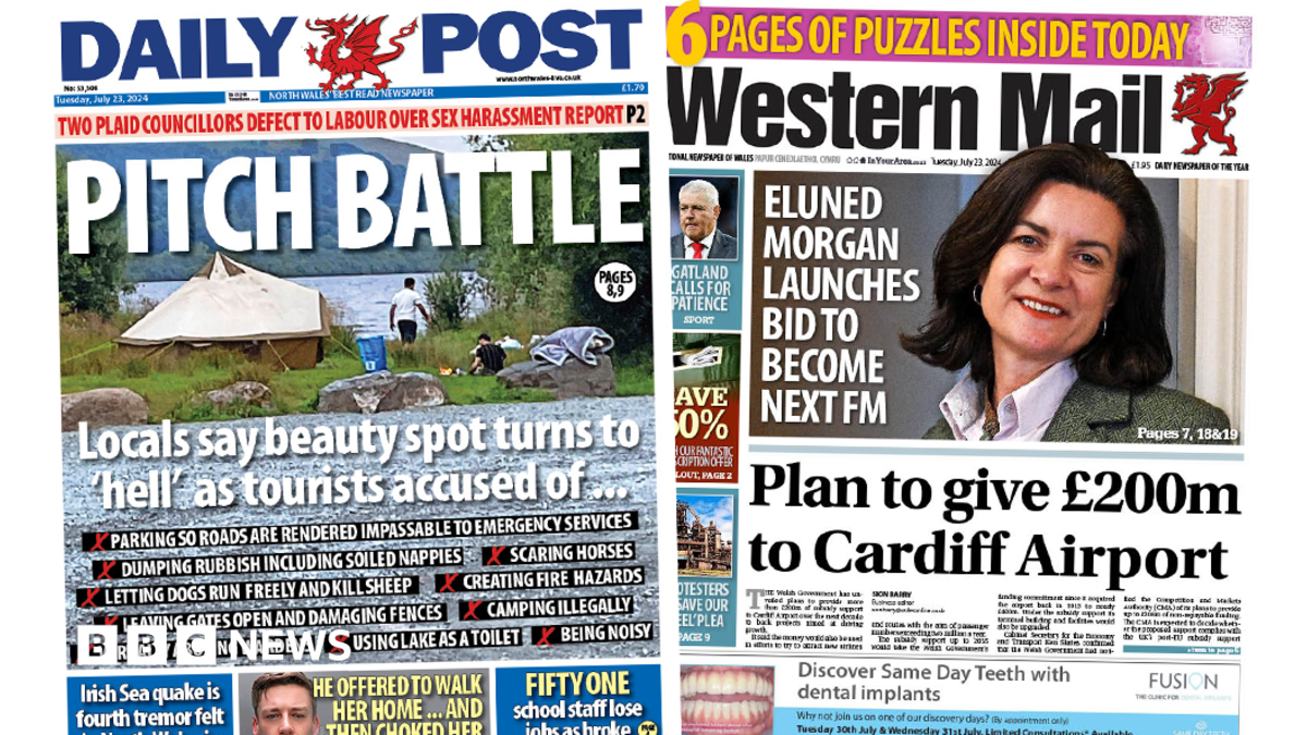 Wales' papers: Beauty spot 'hell' and mum's 'no cure' pain - BBC News